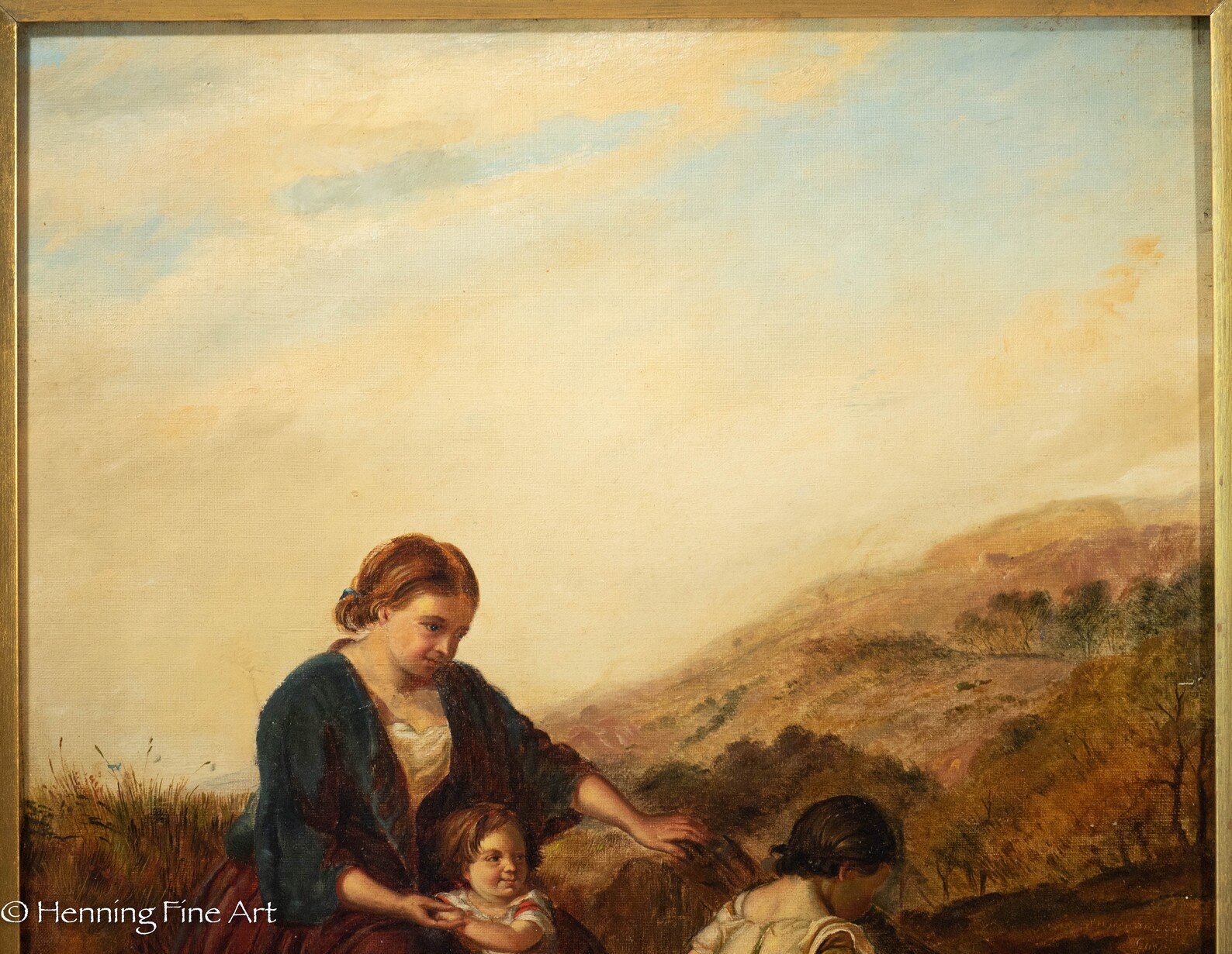 Stunning Antique Edward John Cobbett (attr.) Oil Painting Mother and ...