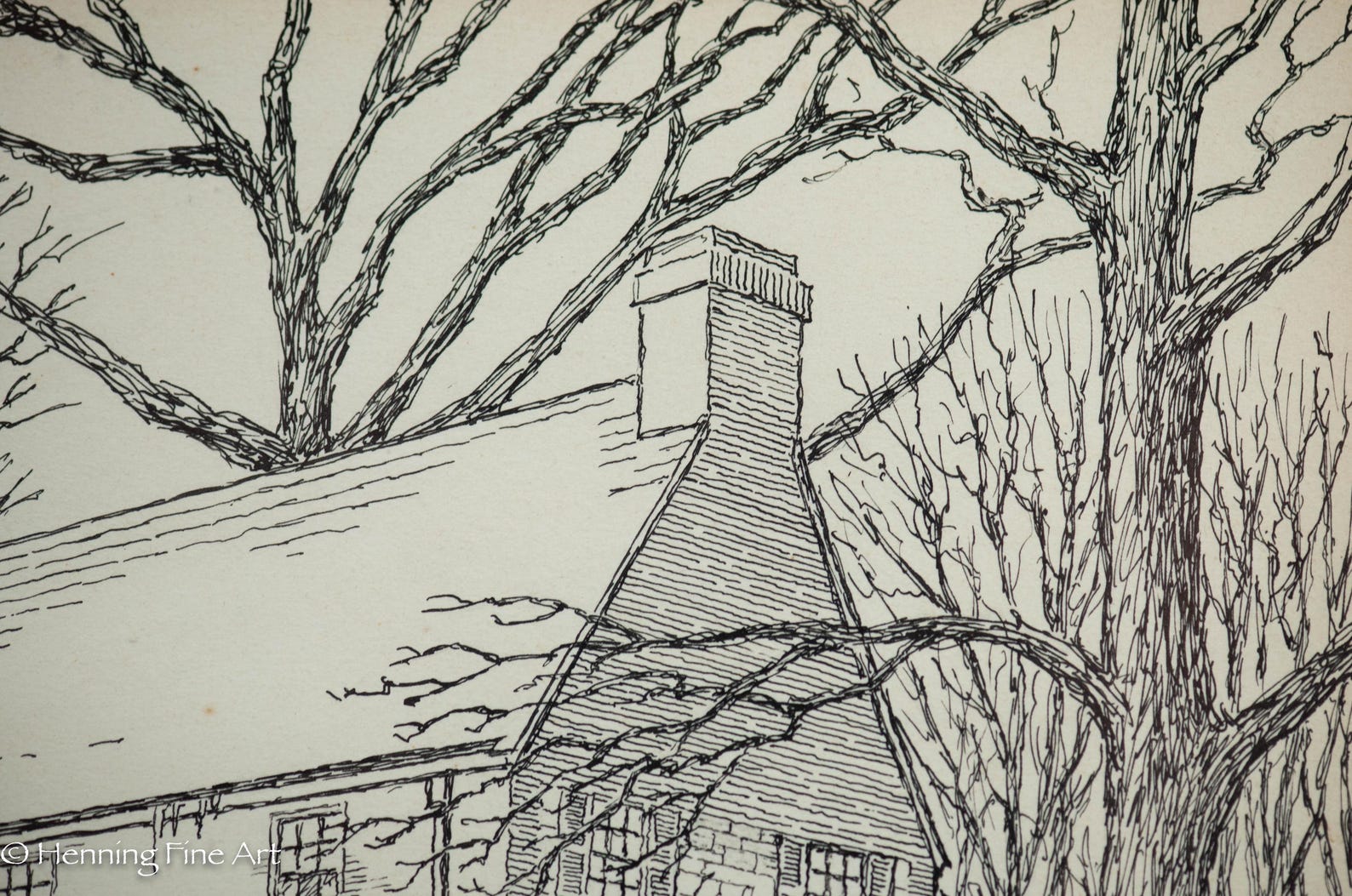 Beautiful Vintage Ink Drawing of Hartford Connecticut Home by Kenneth ...