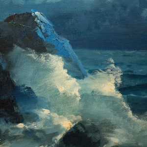 Beautiful Crispin Lopez Oil Painting Dynamic Sea Scape Signed & Large ...