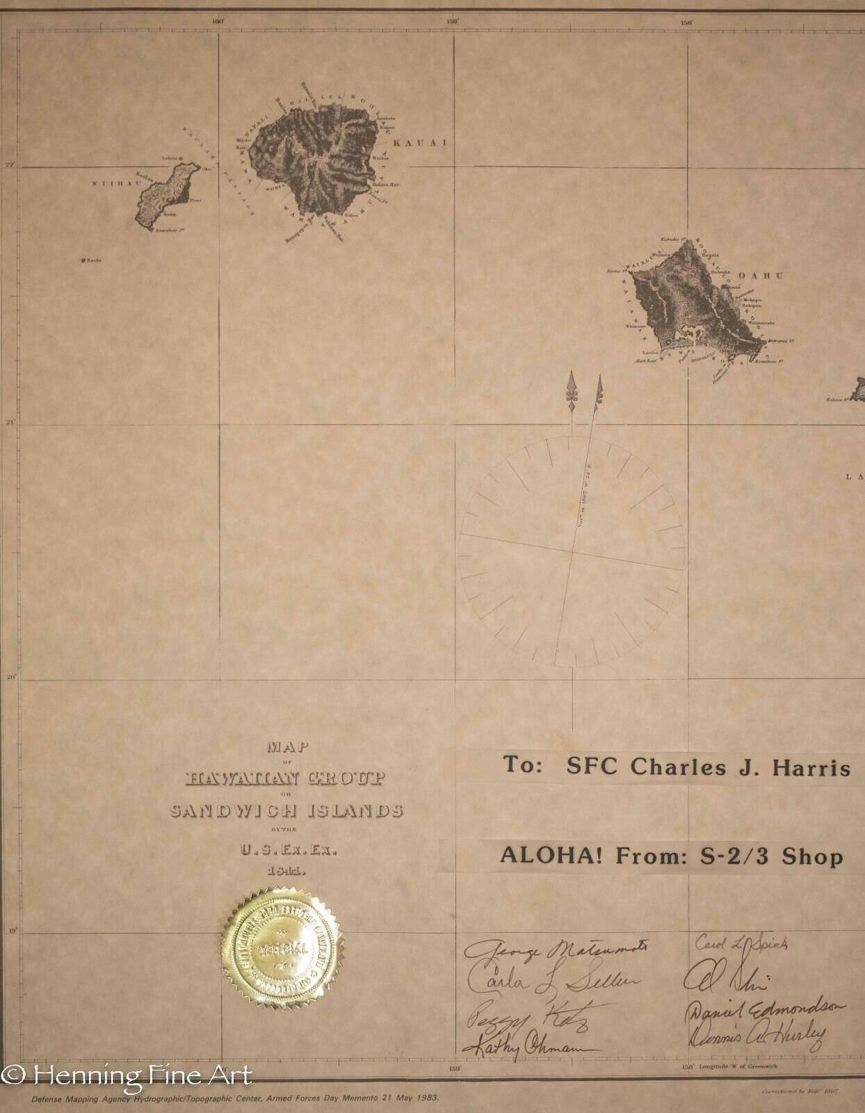 Hawaiian Island Hydrographic Map for Armed Forces 1983 29th Engineer ...