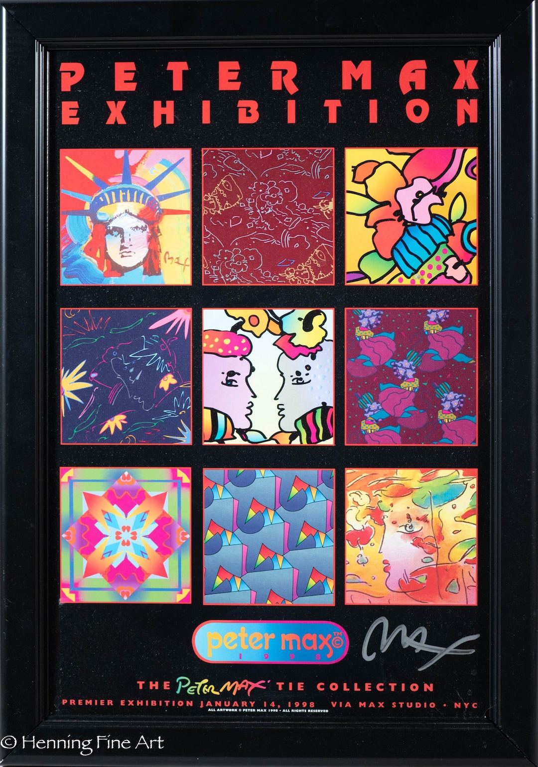 Beautiful Vintage Peter Max Signed Print 1998 Exhibition Poster Statue ...