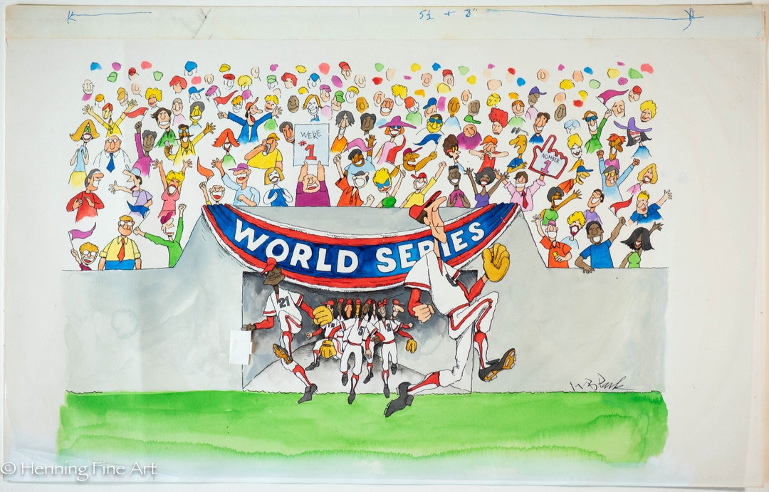 Rare Vintage Illustration Painting MLB World Series Published by W.B ...