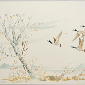 Beautiful Vintage Painting of Flying Canada Geese by Arlene Shoemaker ...