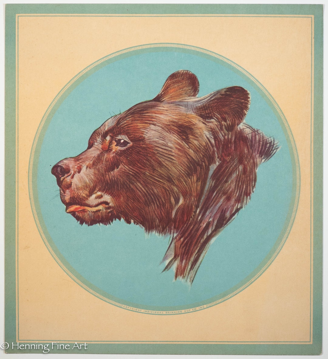 Beautiful Antique Lithograph of Bear Portrait by the Individual ...