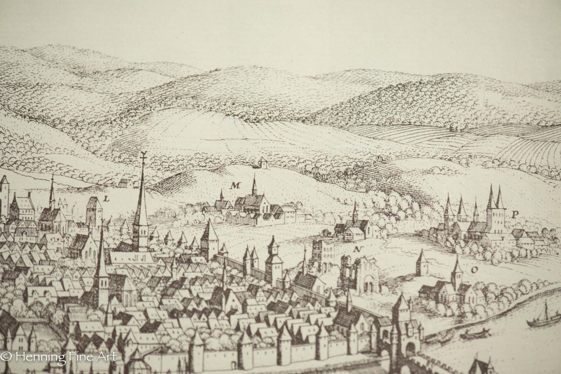 Beautiful Antique German Landscape Engraving of Trier Originally 1646 ...