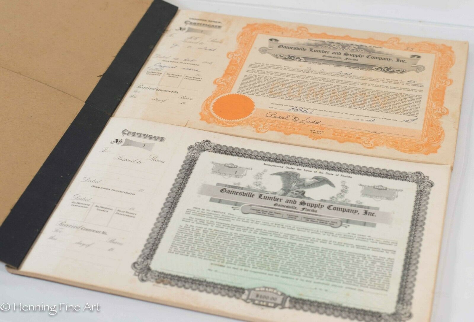 Two Vintage Stock Certificate Books From Gainesville Lumber | Etsy
