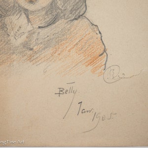 Beautiful Antique Pencil Drawing of Young Girls Portrait of Betty Tarr ...