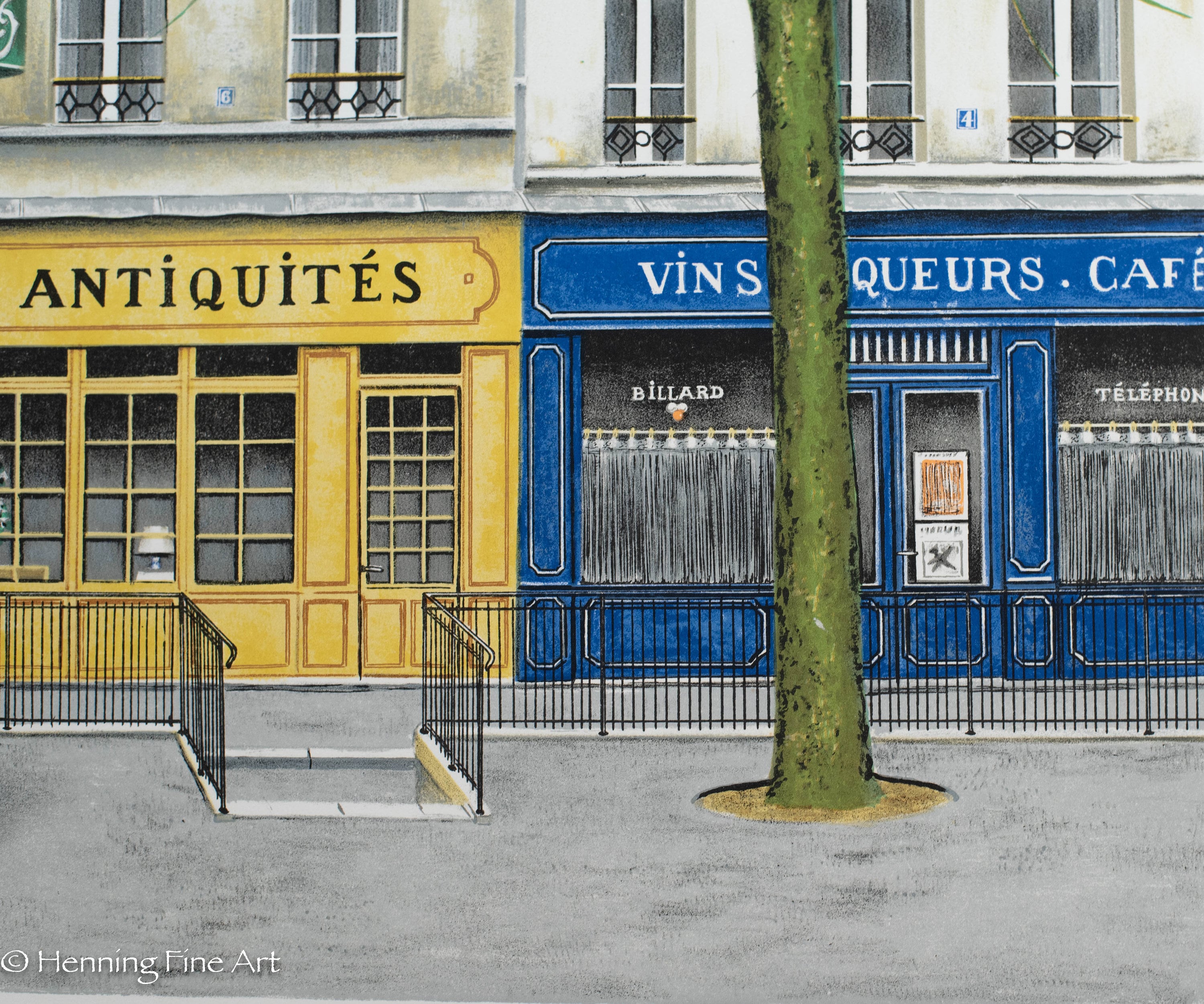 Fine French Lithograph of Paris Street Scene Illegibly Signed, Fine ...