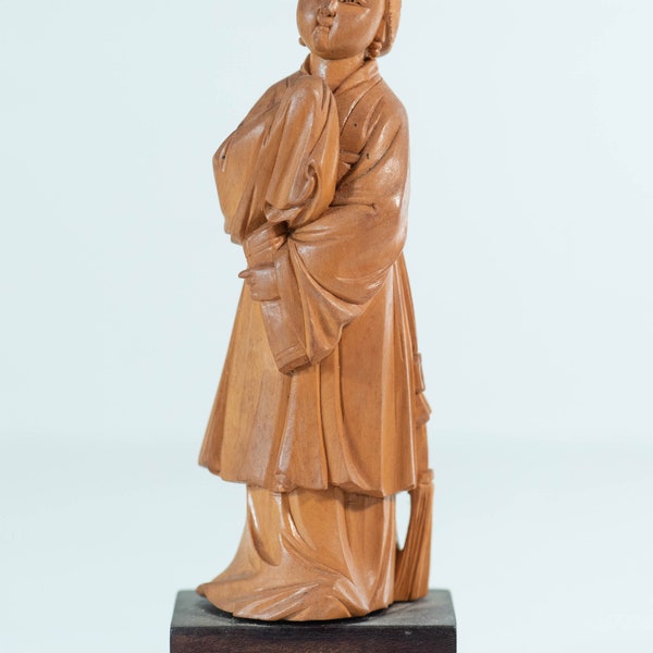 Chinese Carved Wood Statue - Etsy