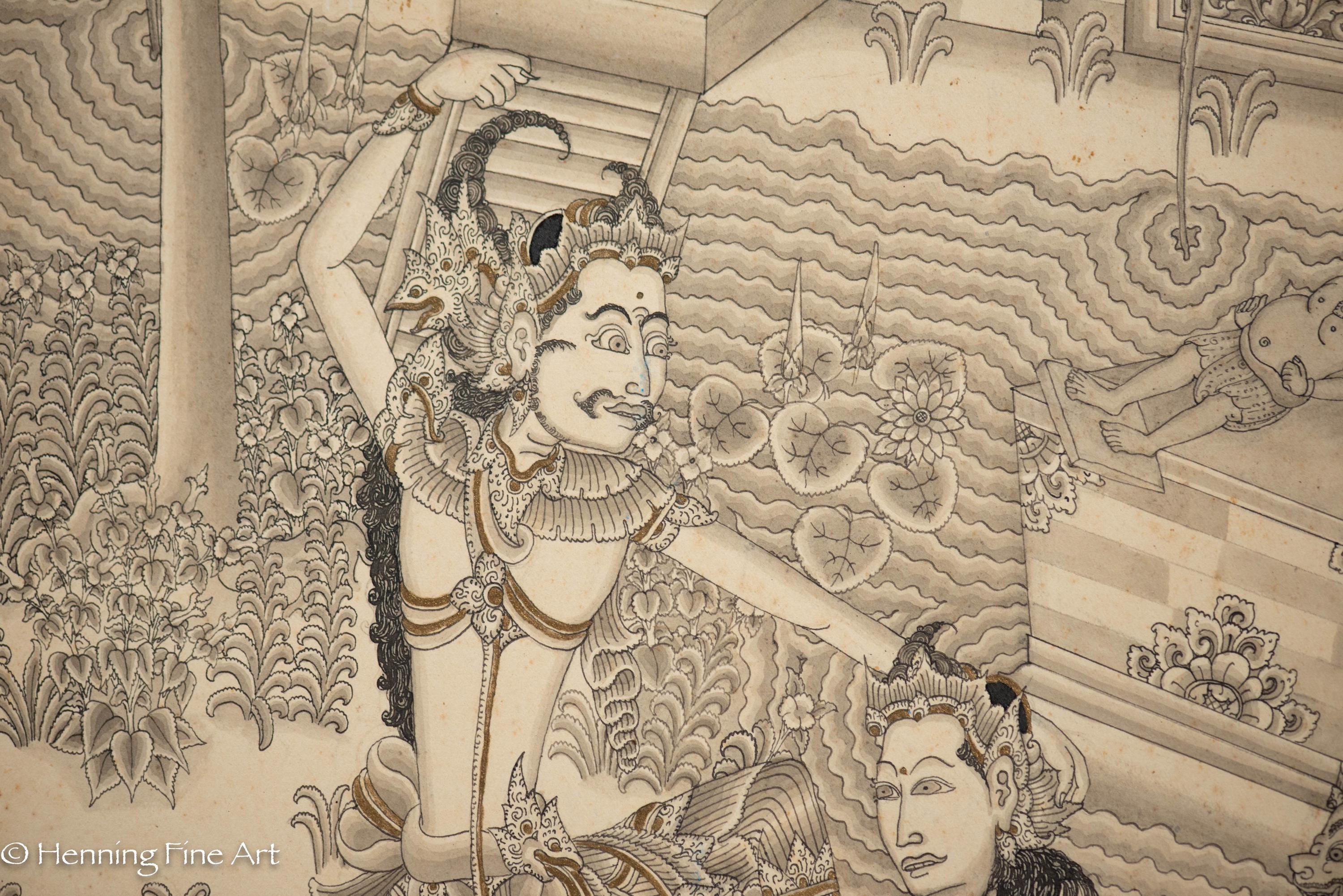 I Gusti Ketut Kobot Painting With Bhimasena and Ghatotkacha Hindu ...