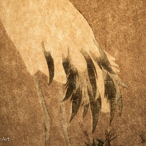 Chinese Woodblock of Sandhill Crane After Bunsho, Early 20th Cent Mixed ...