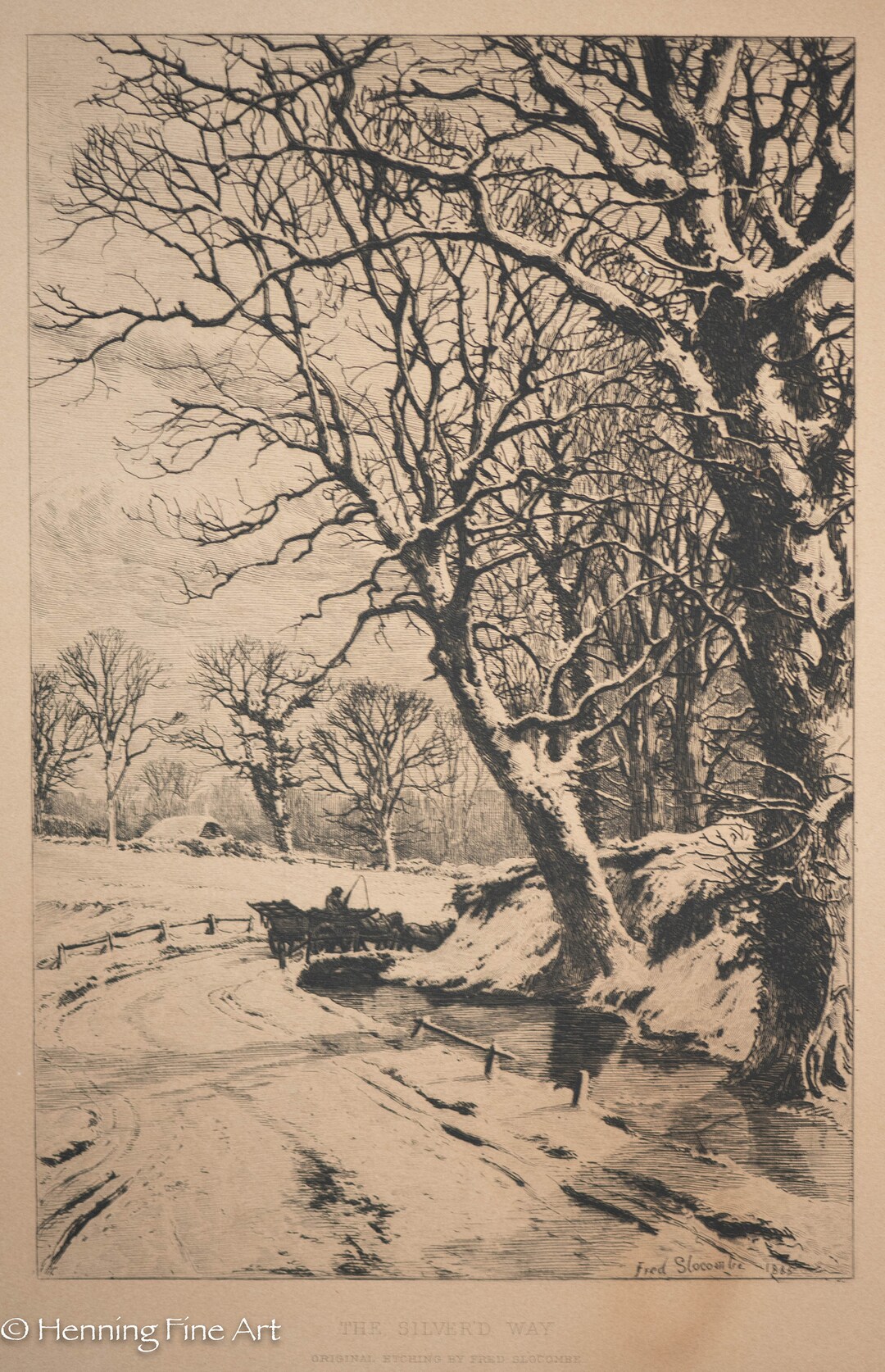 Antique Etching Fred Slocombe the Silvered Way Winter Landscape ...