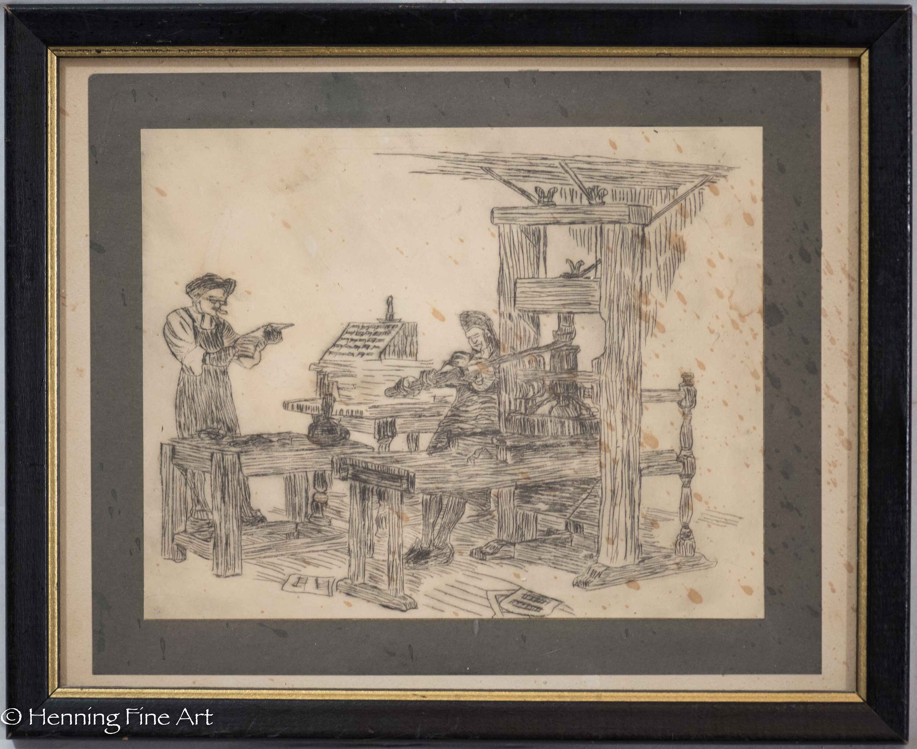 Printing Press Etching Two Men Making Sheet Music Antique Print - Etsy