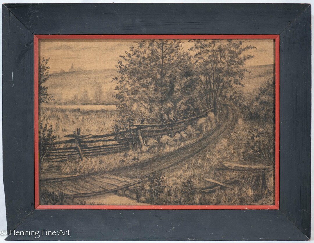 Beautiful Antique Pastel Drawing of Country Landscape Signed "r Beebe ...