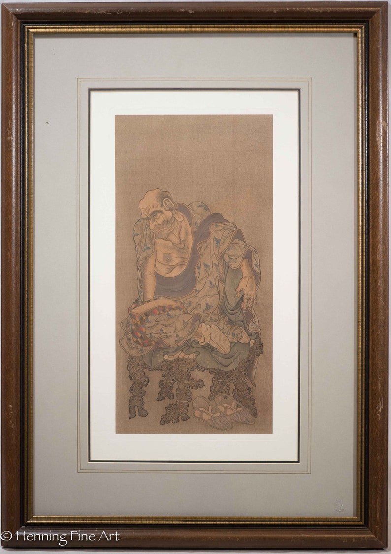 Beautiful Japanese Old Master Painting of Seated Man on Carved - Etsy