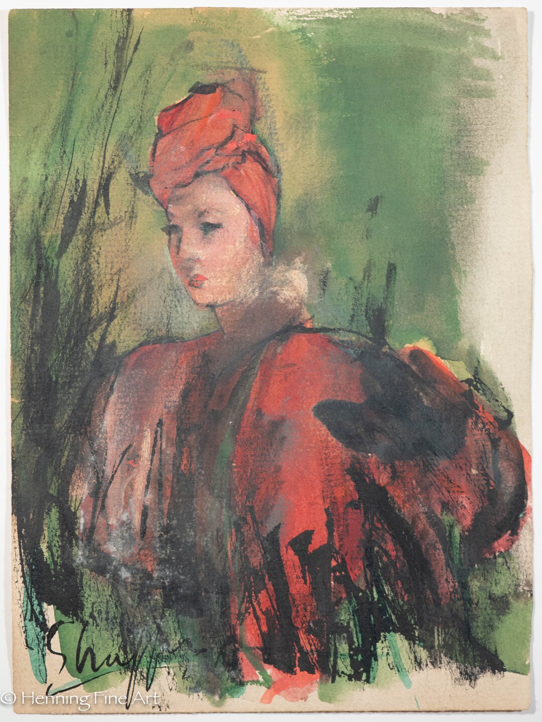 Beautiful Vintage Carl Shaffer Impressionist Figural Fashion Painting ...