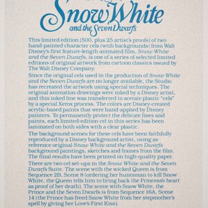 Walt Disney Production 1987 Animation Cel Snow White and the Seven ...