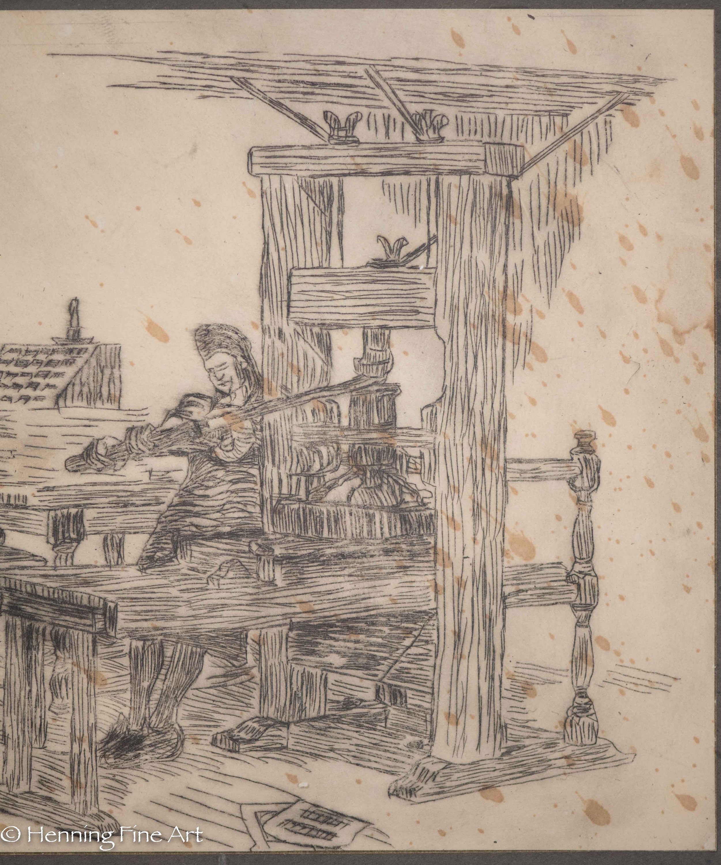 Printing Press Etching Two Men Making Sheet Music Antique - Etsy