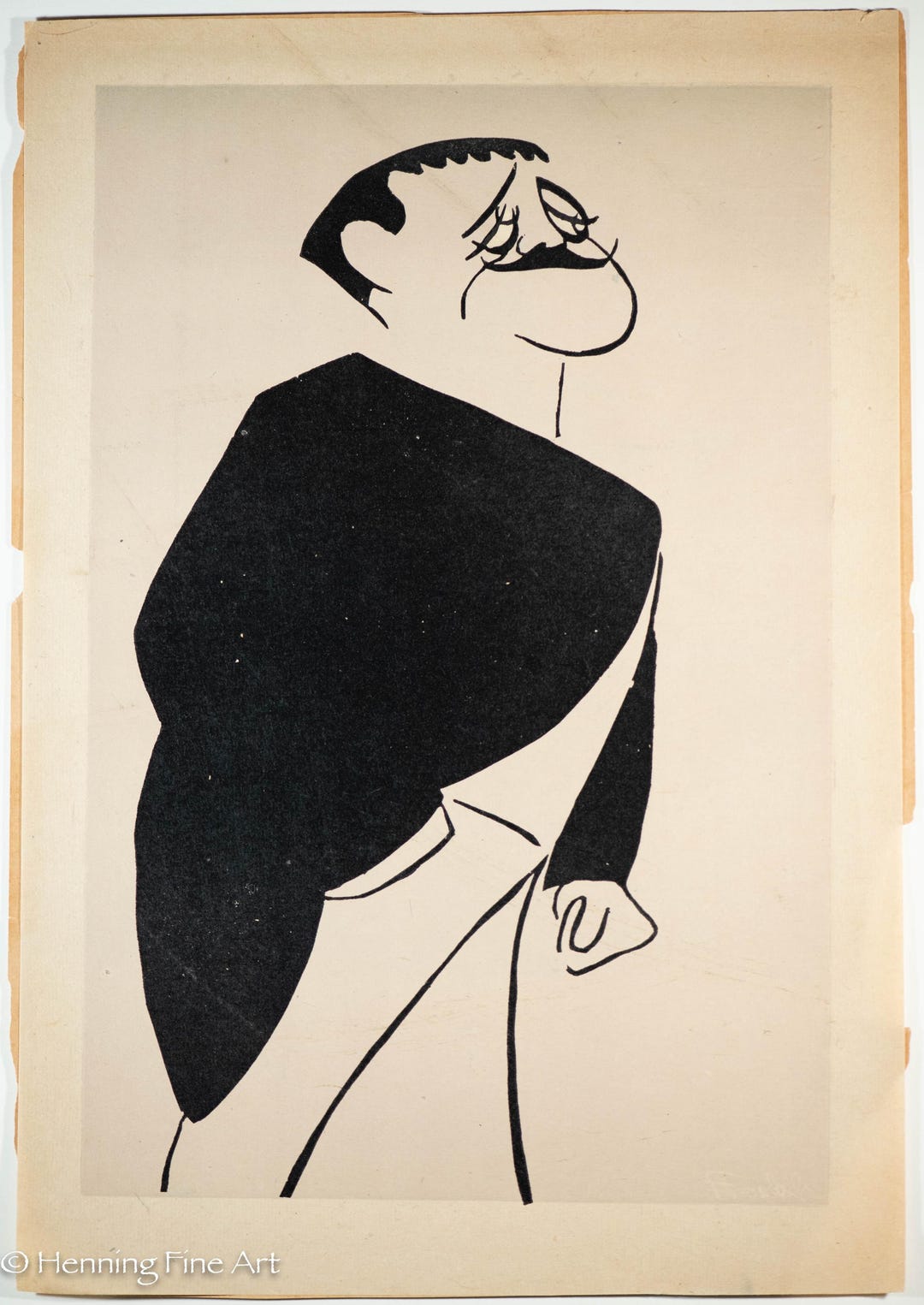 Antique Linocut by New Yorker Artist Al Frueh Titled "wilton Lackaye ...