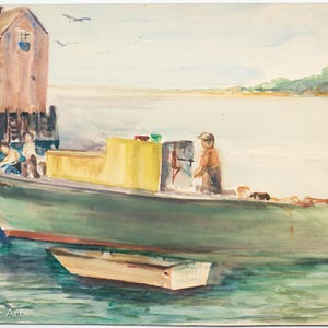 Beautiful Mildred E. Lusk Vintage Watercolor Painting of Coastal ...
