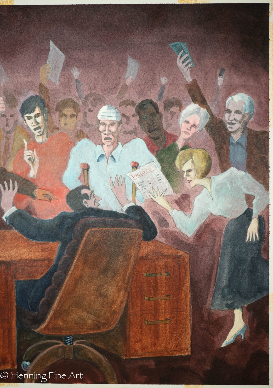 Rare Original Litigation Magazine Illustration Cover Art Drawing Signed ...