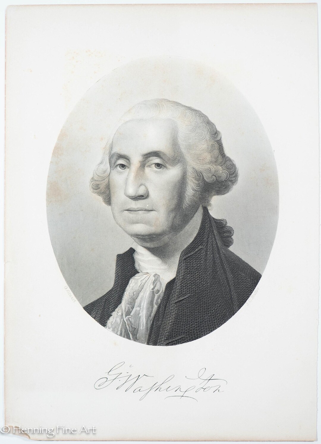 Antique Portrait Engraving of First USA President George Washington ...