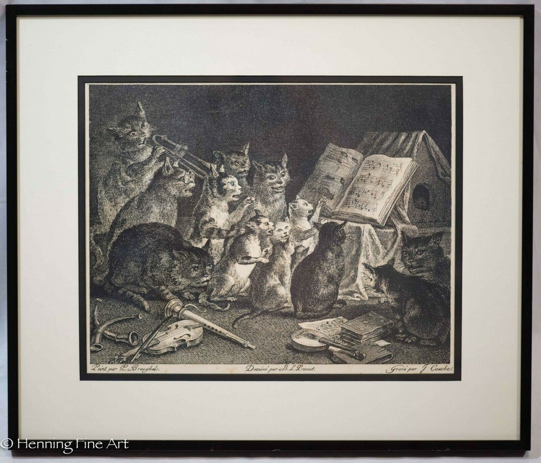 Antique Print Concert of Cats After Pieter Breughel the Elder, Old ...