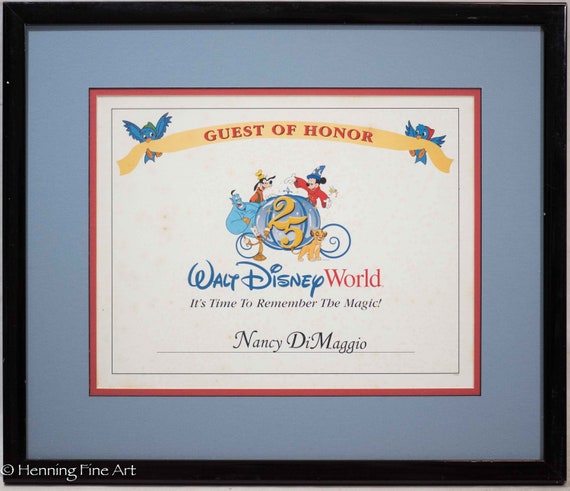 Rare Walt Disney World Cast Member Guest of Honor 25 Framed - Etsy