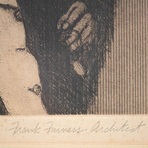 Beautiful Vintage Etching Frank Furness Architect Portrait Trial Proof ...