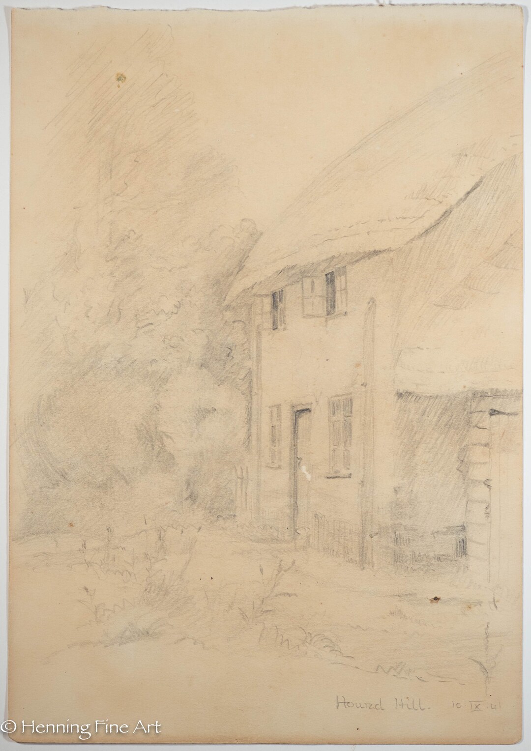 Beautiful Vintage English Pencil Drawing of Hound Hill, England Fine ...