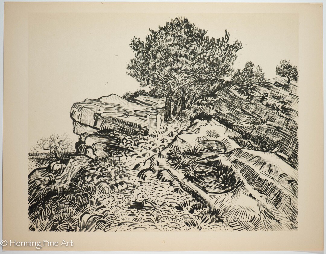 Vintage Vincent Van Gogh Print "the Rock of Montmajour With Pine Trees ...