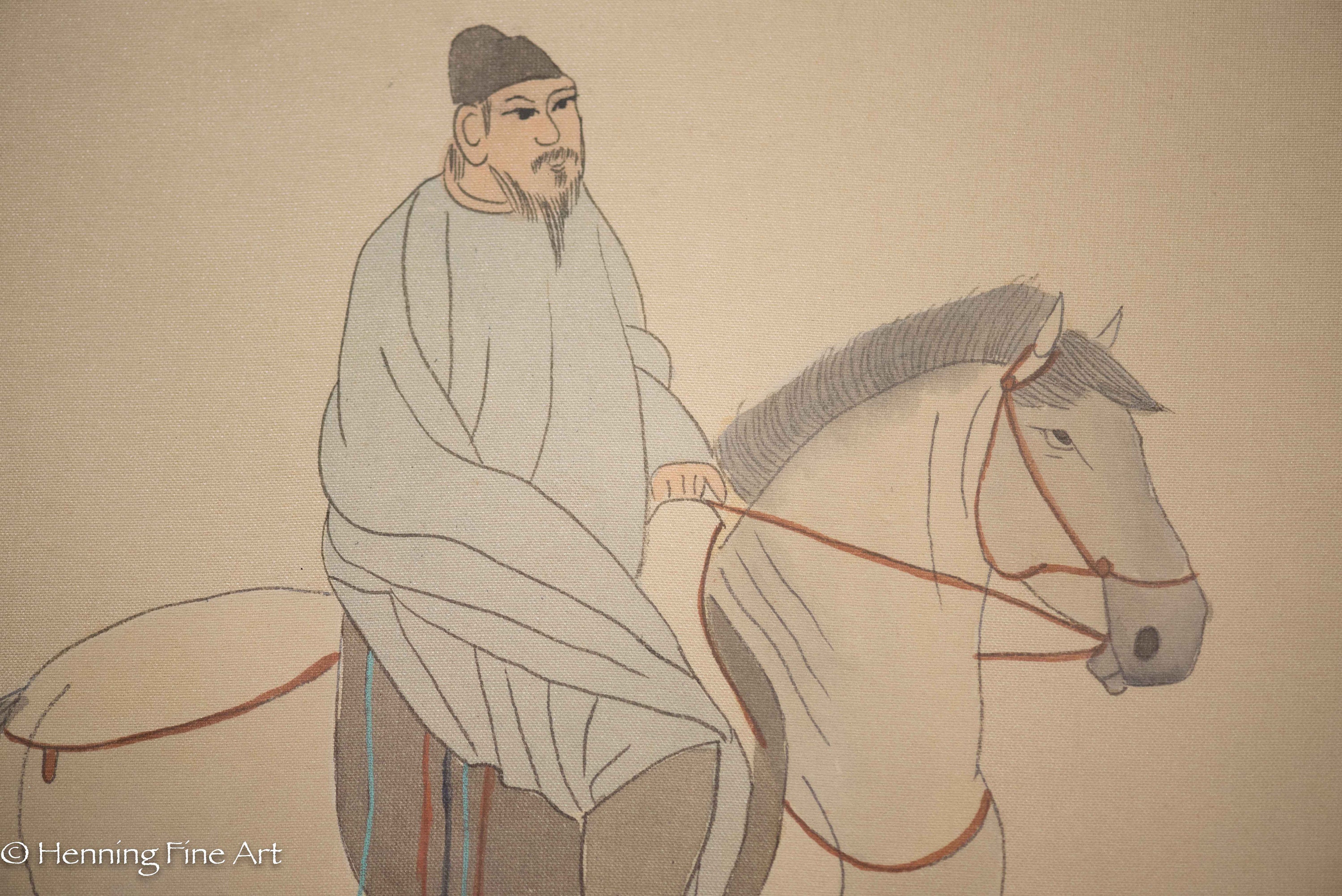 Vintage Chinese Painting on Silk of Men on Horseback, Signed & Nice! - Etsy