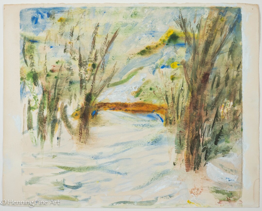 Beautiful Vintage Expressionist Winter Landscape Painting Unsigned ...