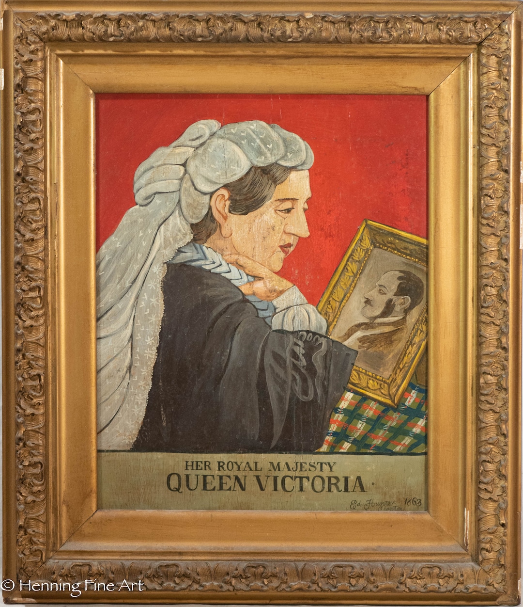 Rare Antique Oil Painting of Queen Victoria & Prince Albert, Edward ...