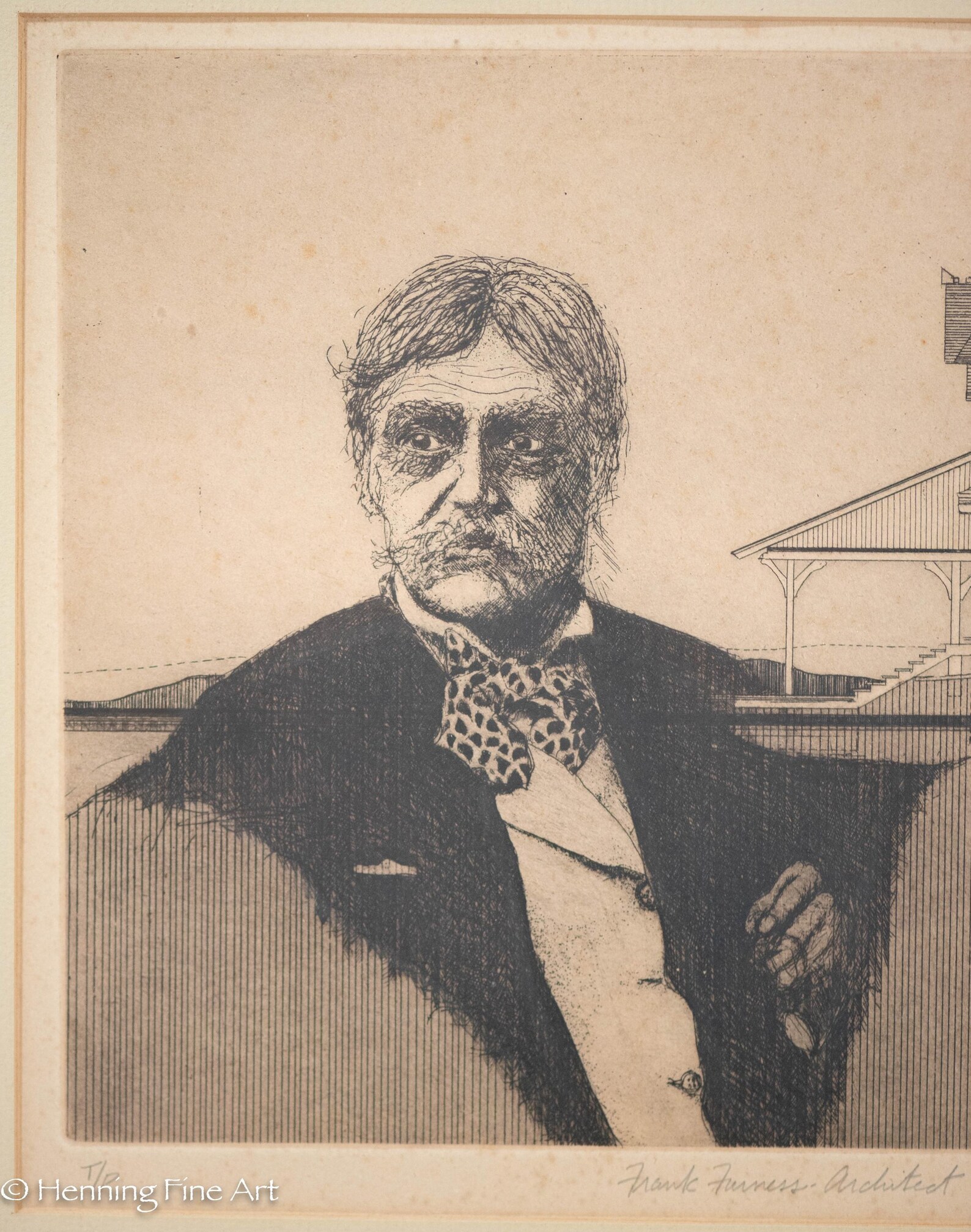 Beautiful Vintage Etching Frank Furness Architect Portrait Trial Proof ...