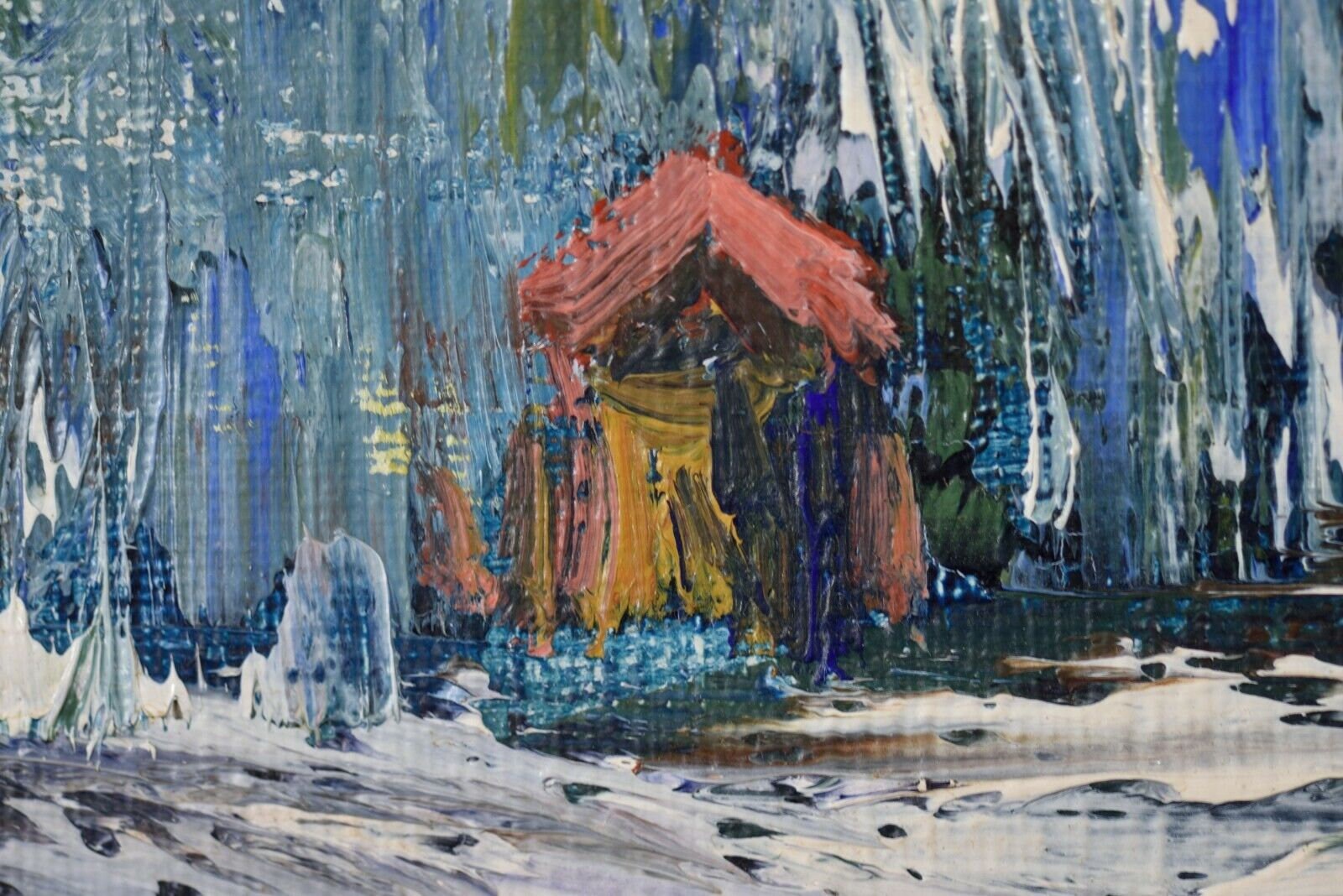 Gay Candelis Original Oil Painting, Winter River Landscape, Signed ...