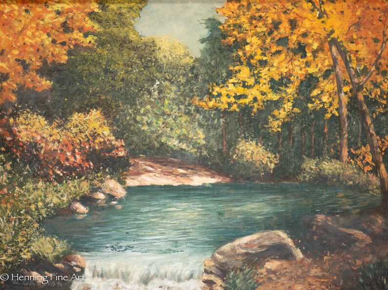 Beautiful Vintage Impressionist Oil Painting of Autumn Landscape by W ...