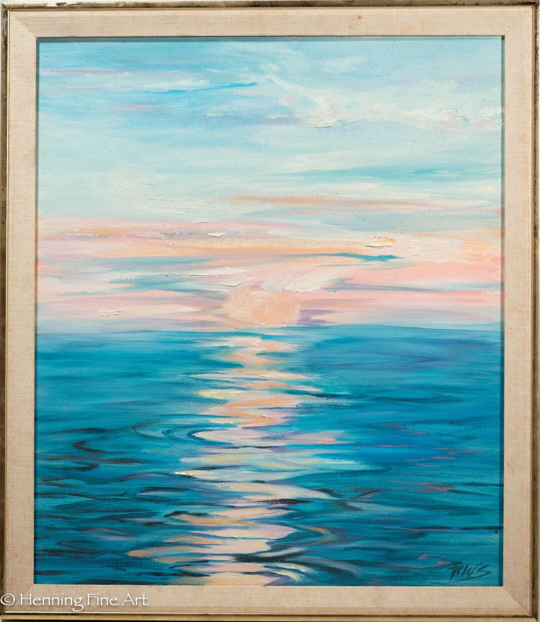 Beautiful Vintage Impressionist Oil Painting Sunset Ocean Signed ...