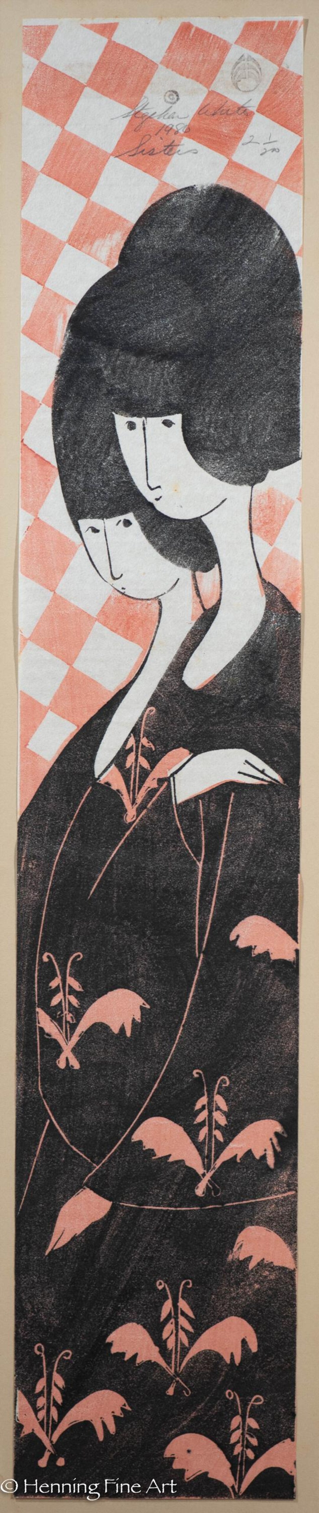 Beautiful Stephen White Japanese Woodblock Sisters, Signed FINE - Black ...