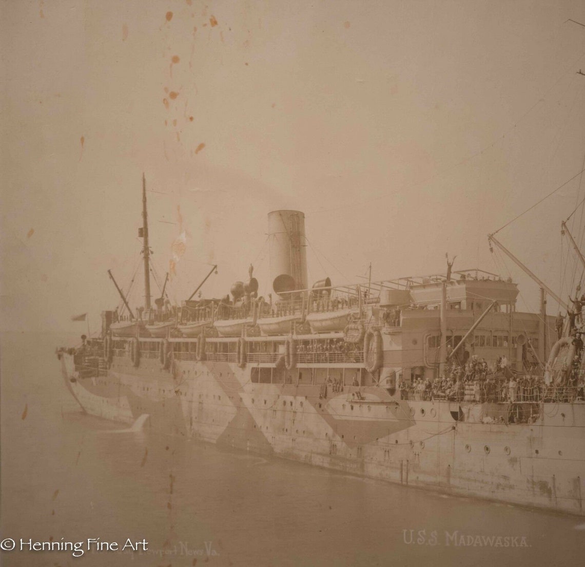 Stunning Antique WWI Military Navy Photograph of U.S.S. Madawaska W ...