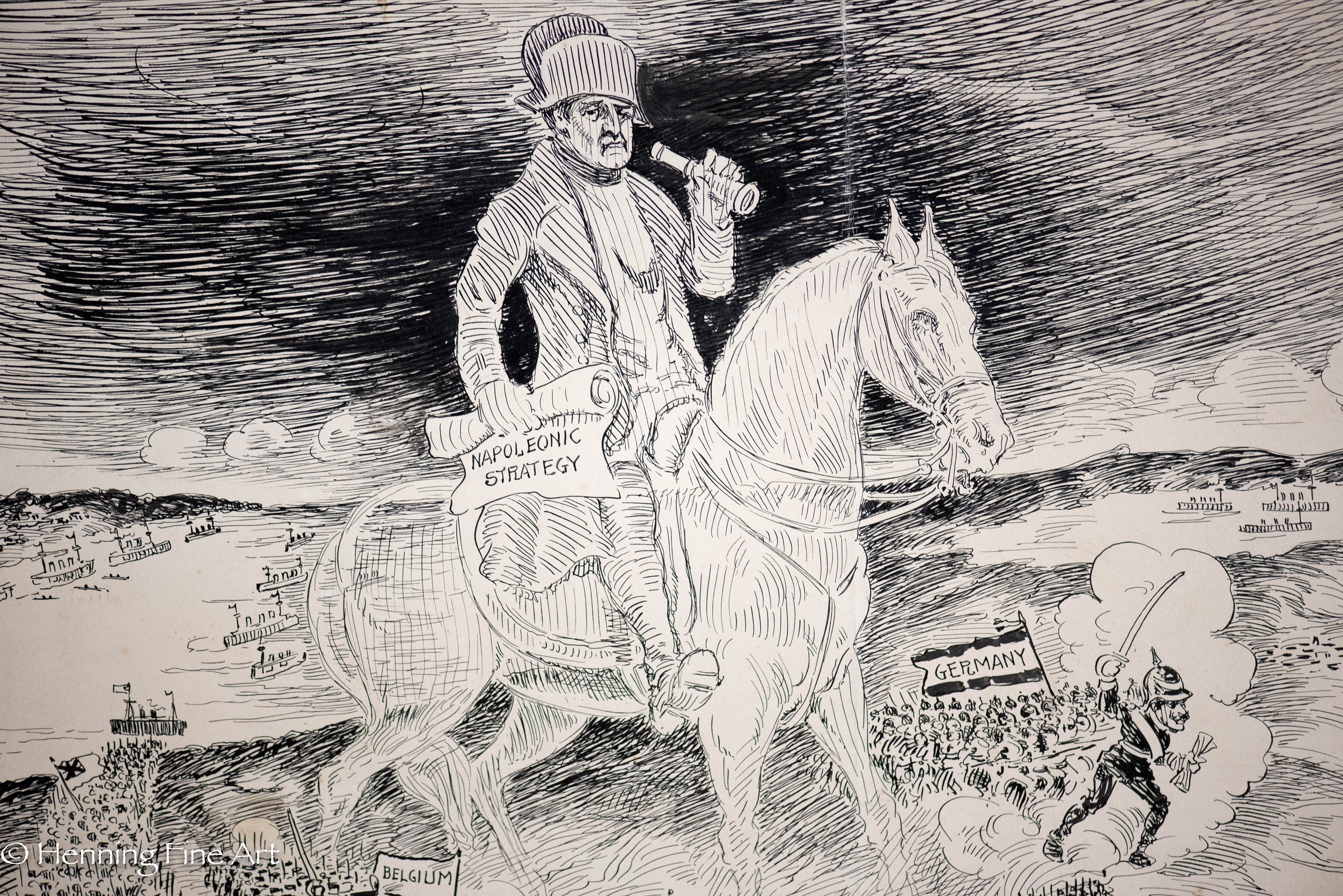 Beautiful Antique WWI Illustration Editorial Ink Drawing by Norman ...