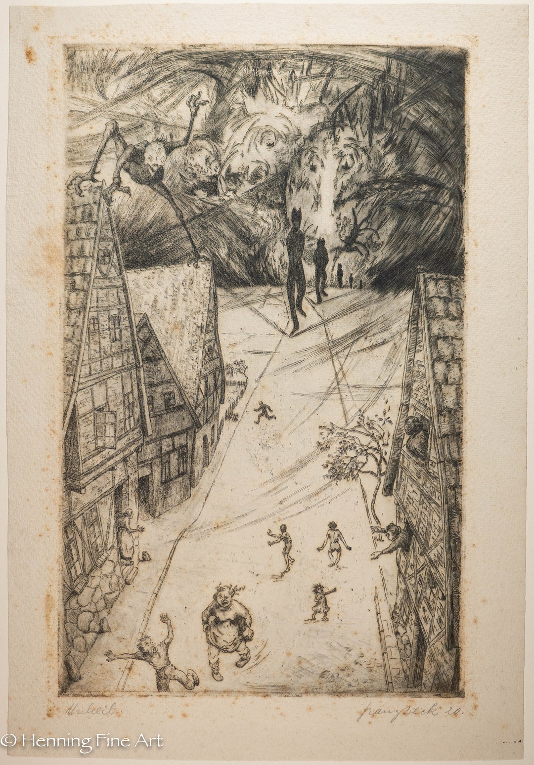 Beautiful Franz Beck Antique German Etching From Nightmarish Portfolio ...