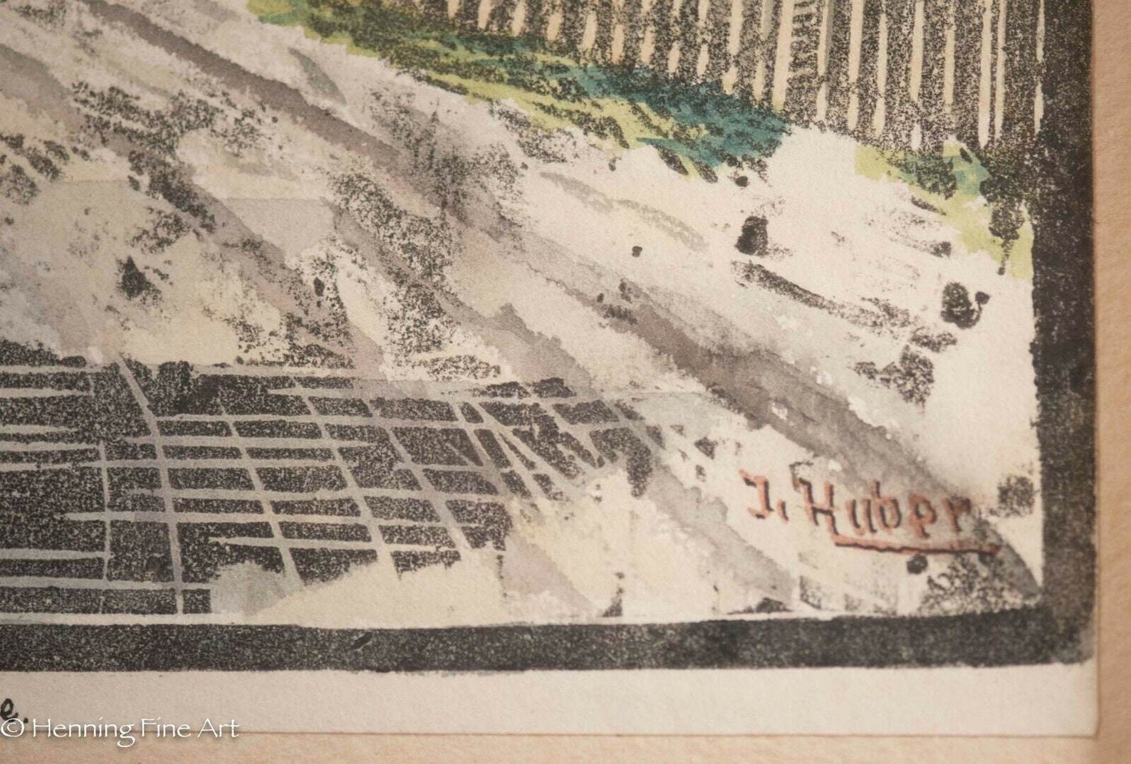 Beautiful Vintage Signed German Woodblock of Dorfstresse Germany ...