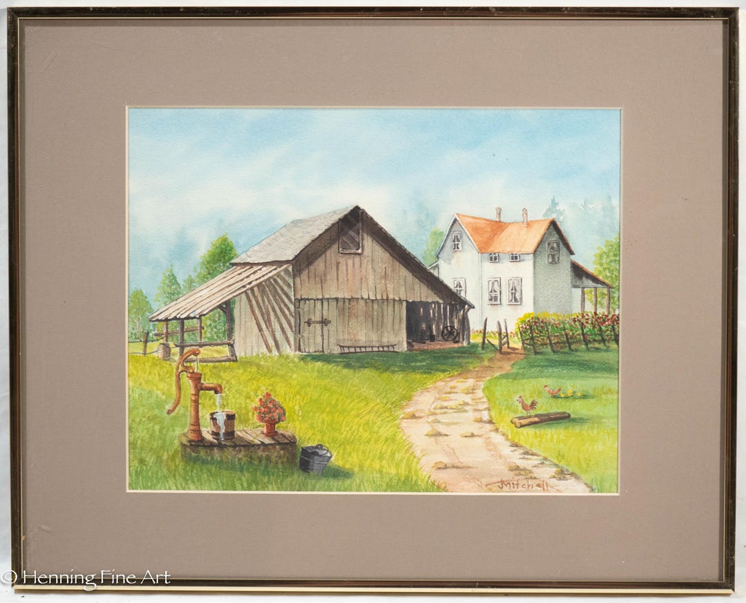 Vintage Jean Mitchell Painting Lake Placid Country Morning, Barn House ...