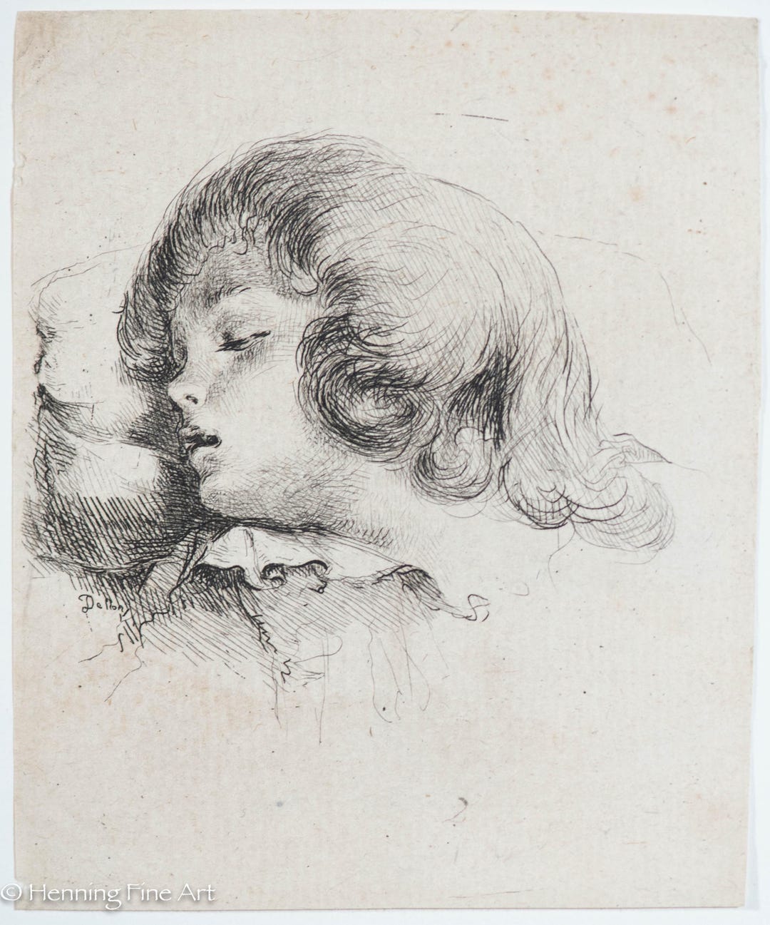 Old Master Etching Baron Dominique Vivant Denon Head of Sleeping Child ...