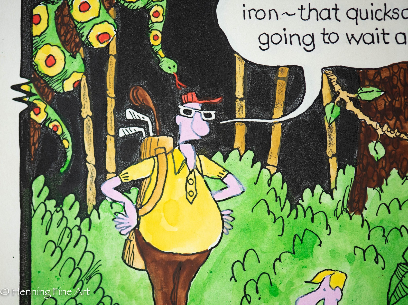 Rare Vintage Illustration Drawing of Golfers in Jungle Humor Published ...