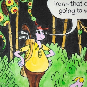 Rare Vintage Illustration Drawing of Golfers in Jungle Humor Published ...