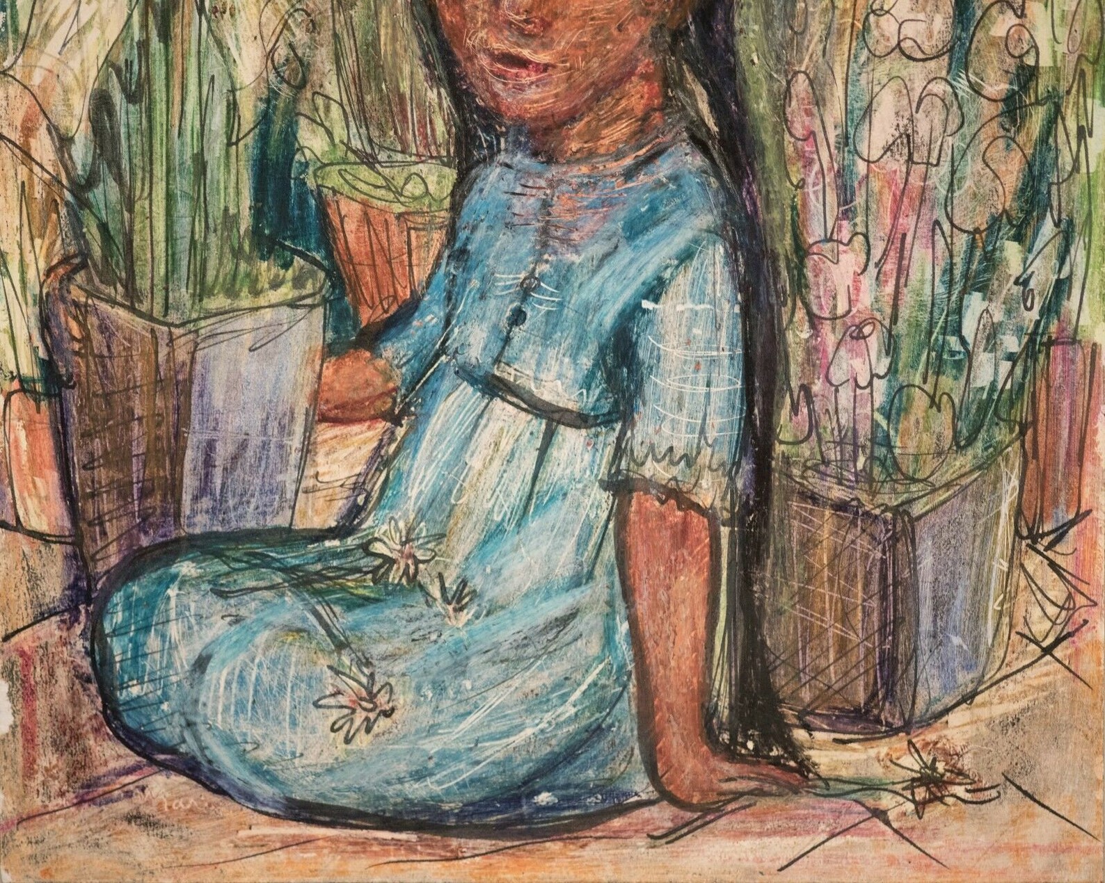 Mario Parial Original Painting young Girl With - Etsy