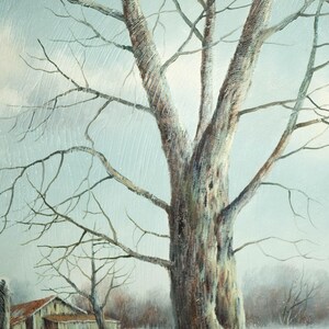 Beautiful Vintage Roy Reece Oil Painting Snowy Farm Landscape FINE ...