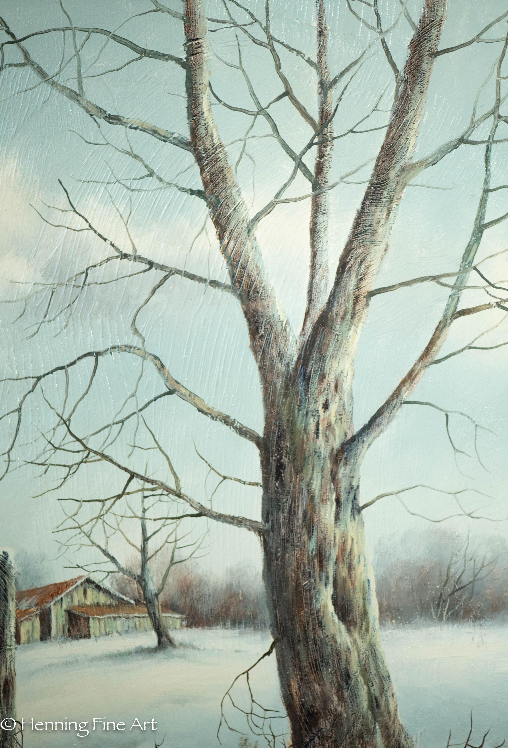 Beautiful Vintage Roy Reece Oil Painting Snowy Farm Landscape FINE ...